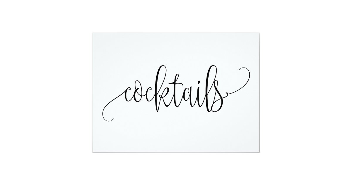 Cocktails Sign - Lovely Calligraphy Invitation | Zazzle.com