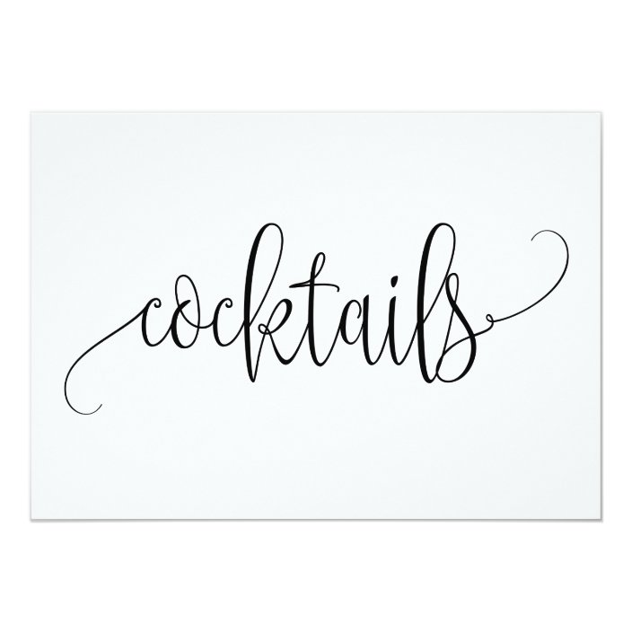 Cocktails Sign - Lovely Calligraphy Invitation | Zazzle.com