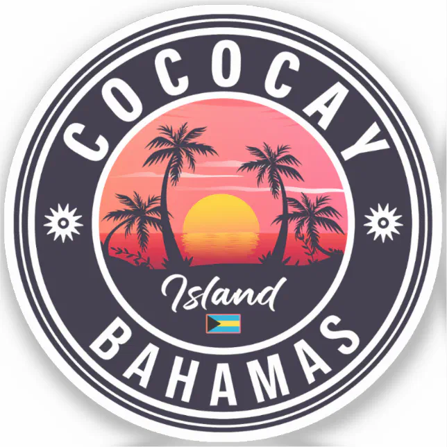 Coco Cay Bahamas Retro Sunset Souvenirs 60s Sticker | Zazzle
