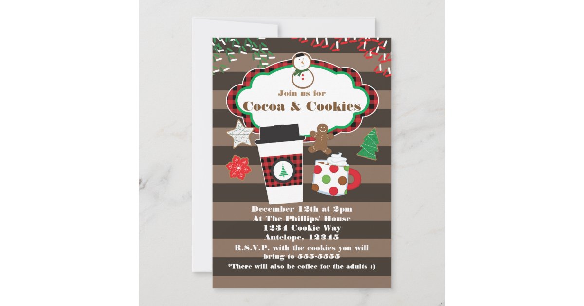 Cocoa & Cookies Christmas Holiday Party Invitation | Zazzle