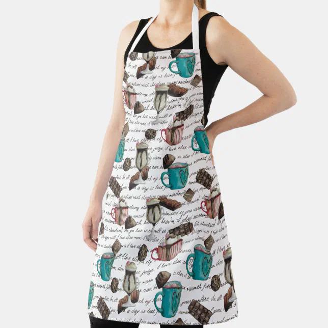 Cocoa marshmallows hot chocolate candy winter apron | Zazzle