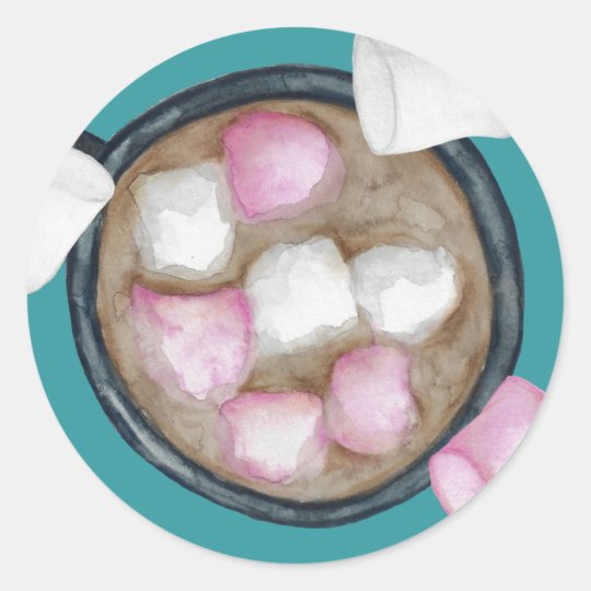 Cocoa marshmallows hot chocolate candy winter classic round sticker ...