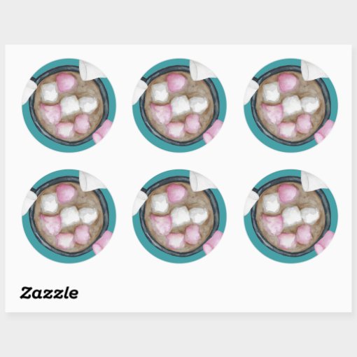 Cocoa marshmallows hot chocolate candy winter classic round sticker ...