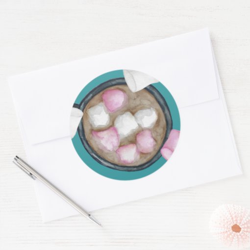 Cocoa marshmallows hot chocolate candy winter classic round sticker ...