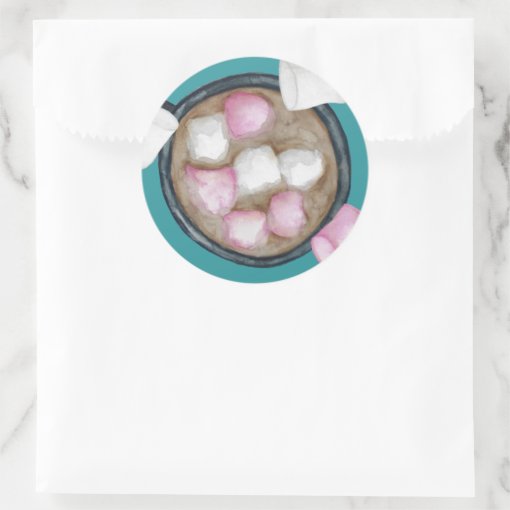 Cocoa marshmallows hot chocolate candy winter classic round sticker ...