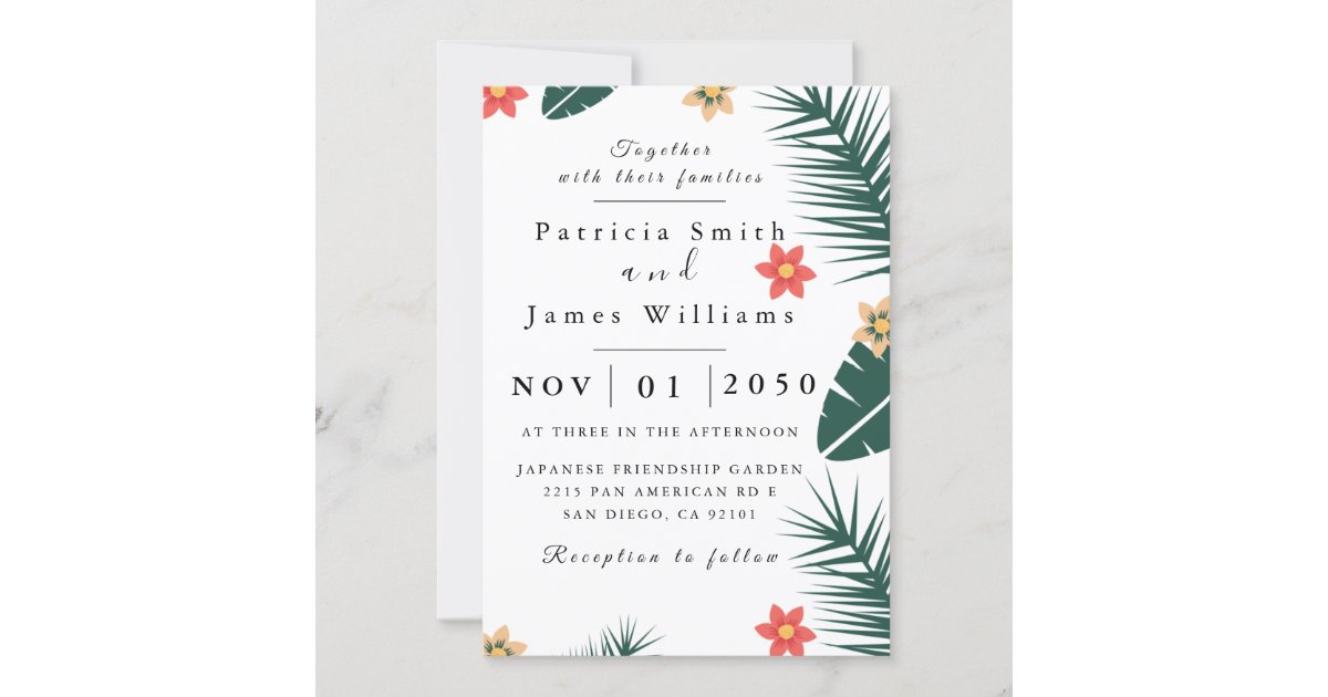Coconut Leaf Wedding Invitation | Zazzle