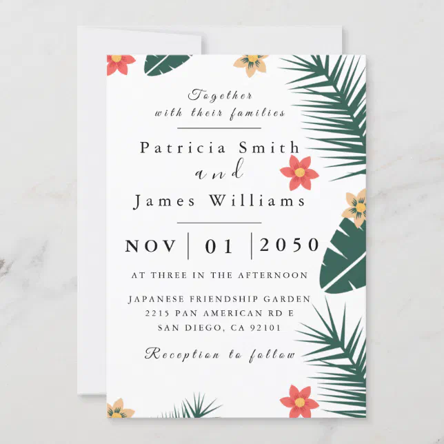 Coconut Leaf Wedding Invitation | Zazzle