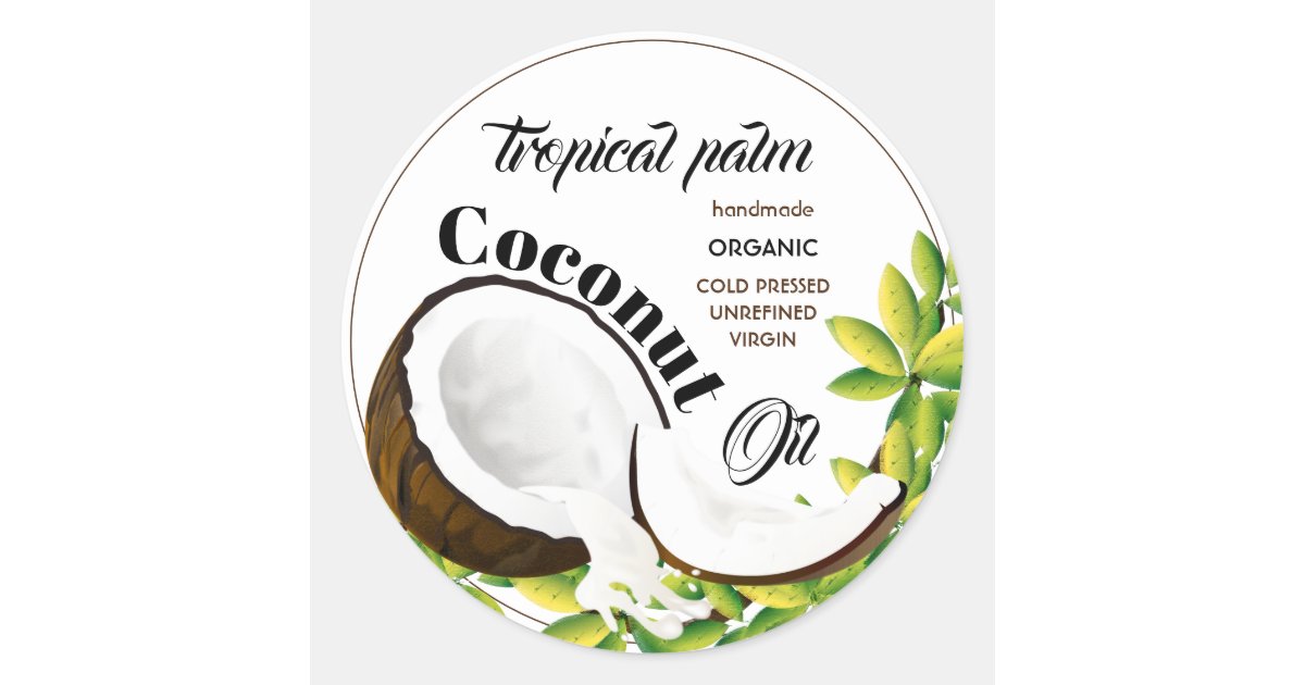 Coconut Oil Classic Round Sticker | Zazzle
