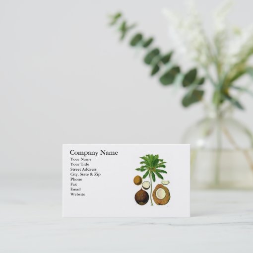 Coconut Tree Botanical Illustration Business Card | Zazzle