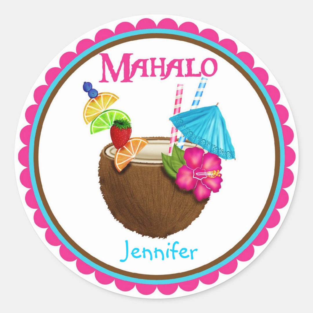 Coconut Tropical Drink Stickers | Zazzle