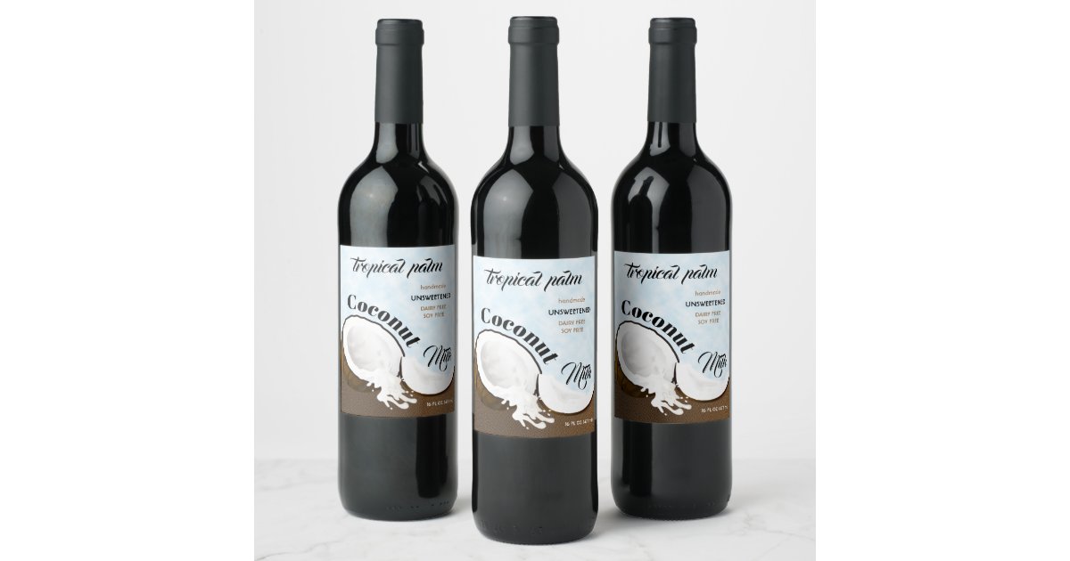 Coconut Tropical Fruit Wine Label | Zazzle
