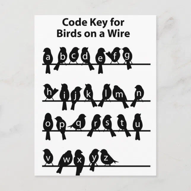 Code Key - Birds on a wire Postcard | Zazzle