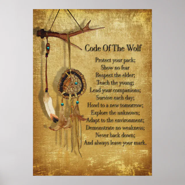 Code of the Wolf dreamcatcher poster | Zazzle