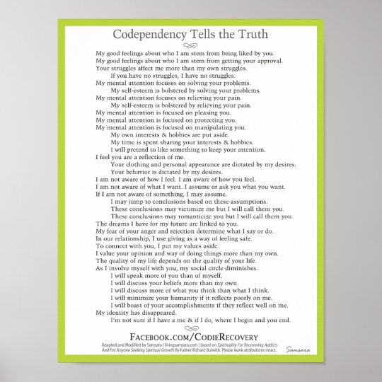 Codependency Tells the Truth Poster | Zazzle.com