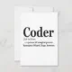 Coder Definition Funny Cute Computer Nerd Gift Thank You Card | Zazzle