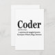 Coder Definition Funny Cute Computer Nerd Gift Thank You Card | Zazzle