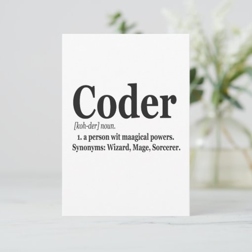 Coder Definition Funny Cute Computer Nerd Gift Thank You Card | Zazzle Coder Definition Funny Cute Computer Nerd Gift Thank You Card | Zazzle