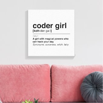 Coder girl canvas print | Zazzle