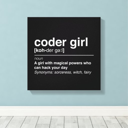 Coder girl canvas print | Zazzle