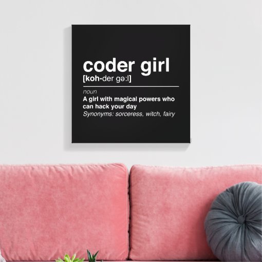 Coder girl canvas print | Zazzle