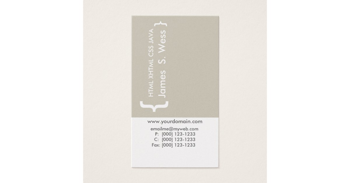Coder Minimal CSS Computer Programmer Techie Business Card | Zazzle.com