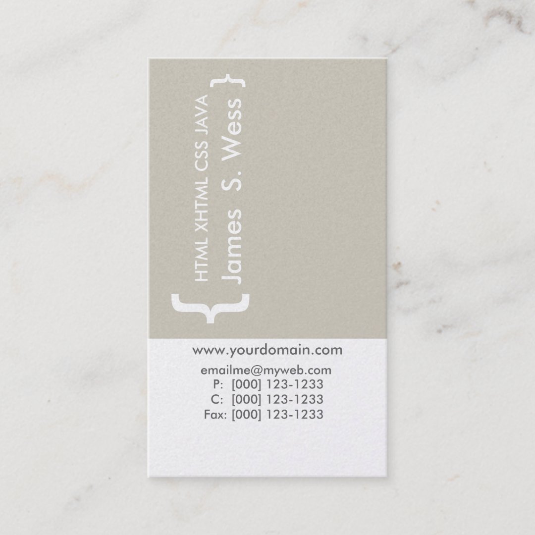 Coder Minimal CSS Computer Programmer Techie Business Card | Zazzle