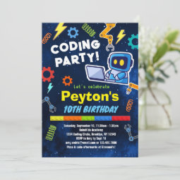 Coding Birthday Party Invitation for Kids | Zazzle
