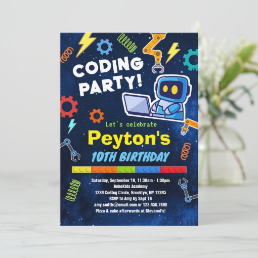 Coding Birthday Party Invitation for Kids | Zazzle