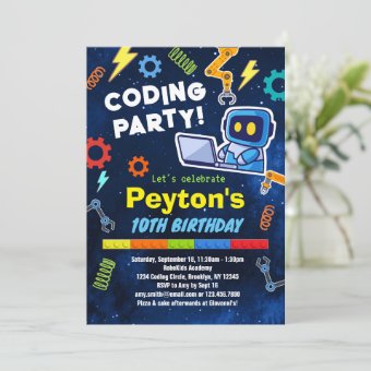 Coding Birthday Party Invitation for Kids | Zazzle