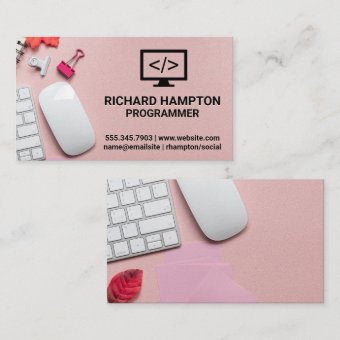 Coding Icon | Office Space Background Business Card | Zazzle