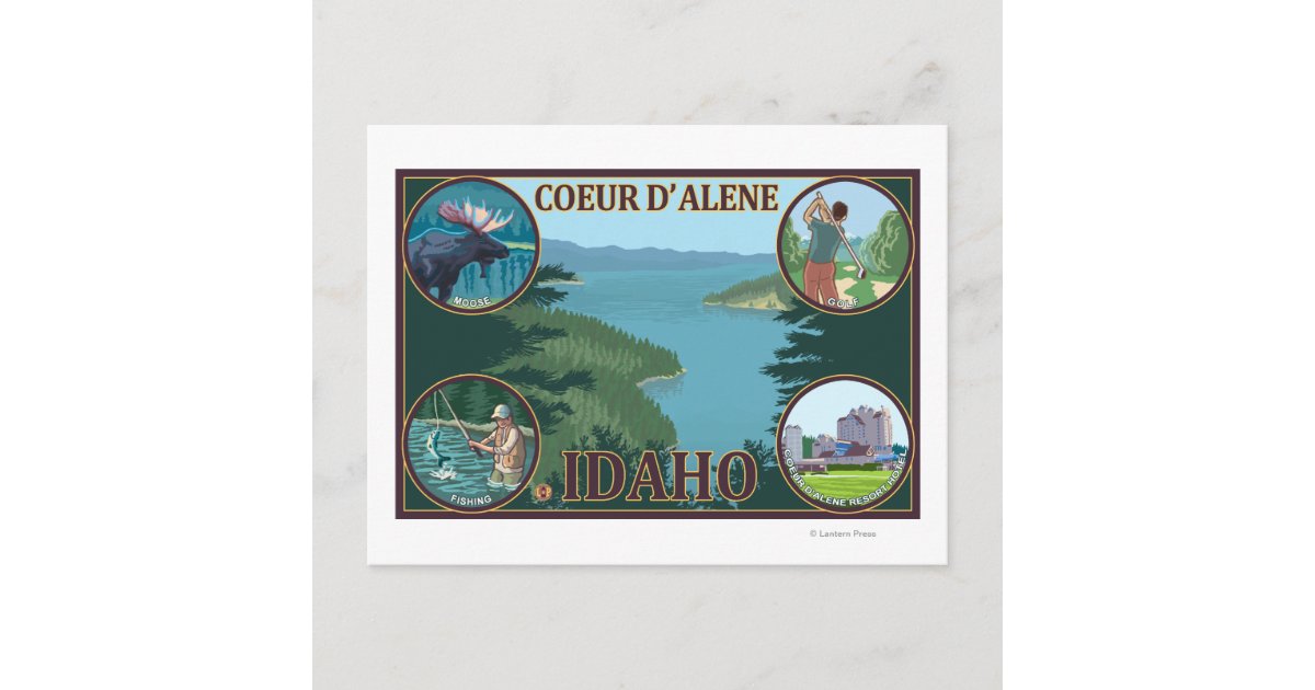 Coeur D'Alene, IdahoScenic Travel Poster Postcard | Zazzle