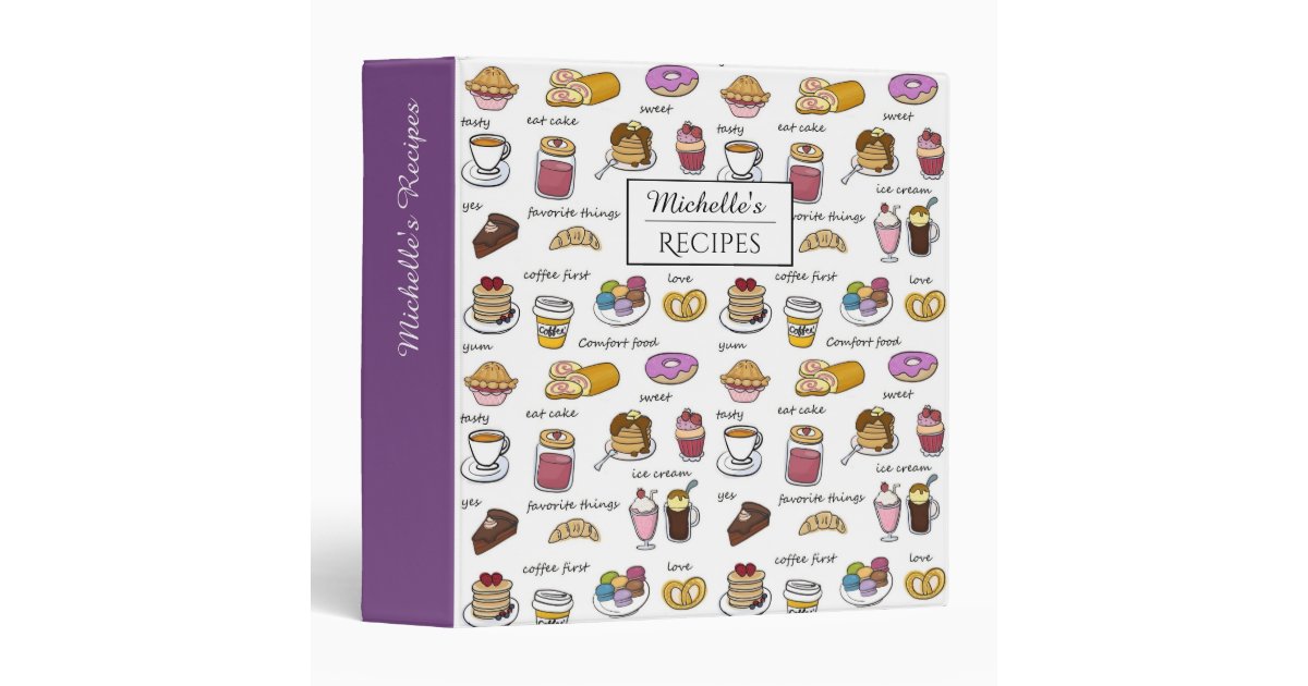 Coffee and Comfort Food Personalised Recipes 3 Ring Binder | Zazzle