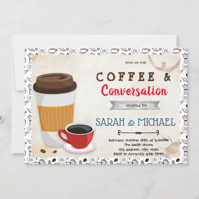 Coffee and conversation party invitation | Zazzle