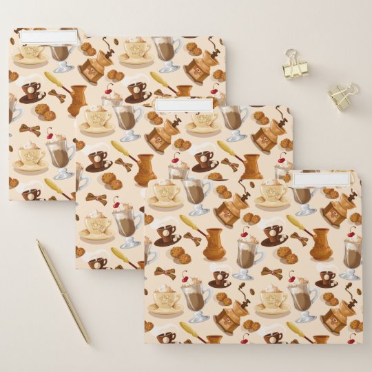 Coffee and Cookie Pattern File Folder | Zazzle.com