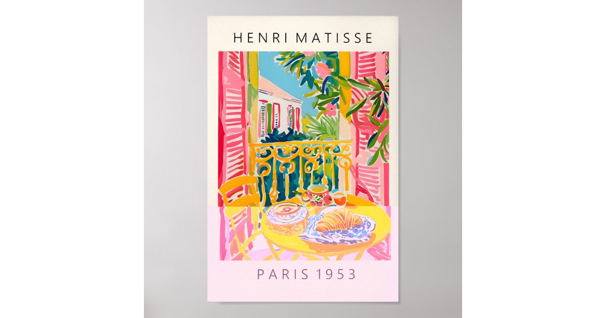 Coffee And Croissant Poster, Matisse Style Art Pri Poster | Zazzle
