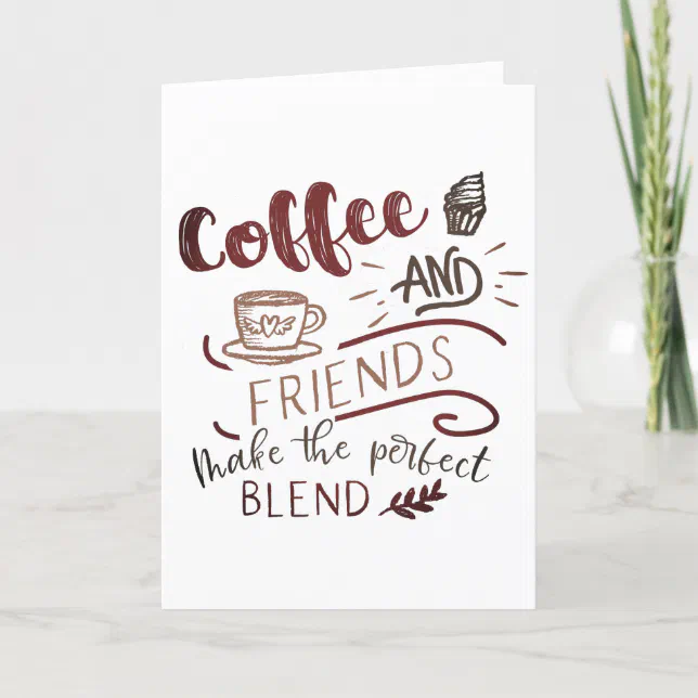 Coffee and Friends Doodle Art Typography Thank You Card | Zazzle