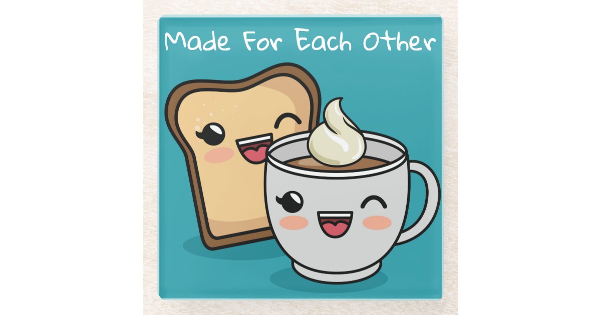 Coffee And Toast Glass Coaster | Zazzle