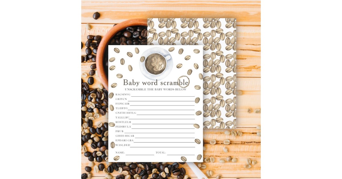 Coffee baby shower - Baby Word Scramble | Zazzle