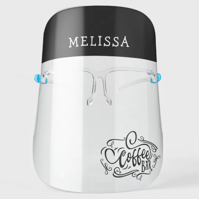 coffee bar decorative script monogram face shield | Zazzle