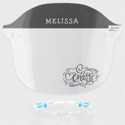 coffee bar decorative script monogram face shield | Zazzle