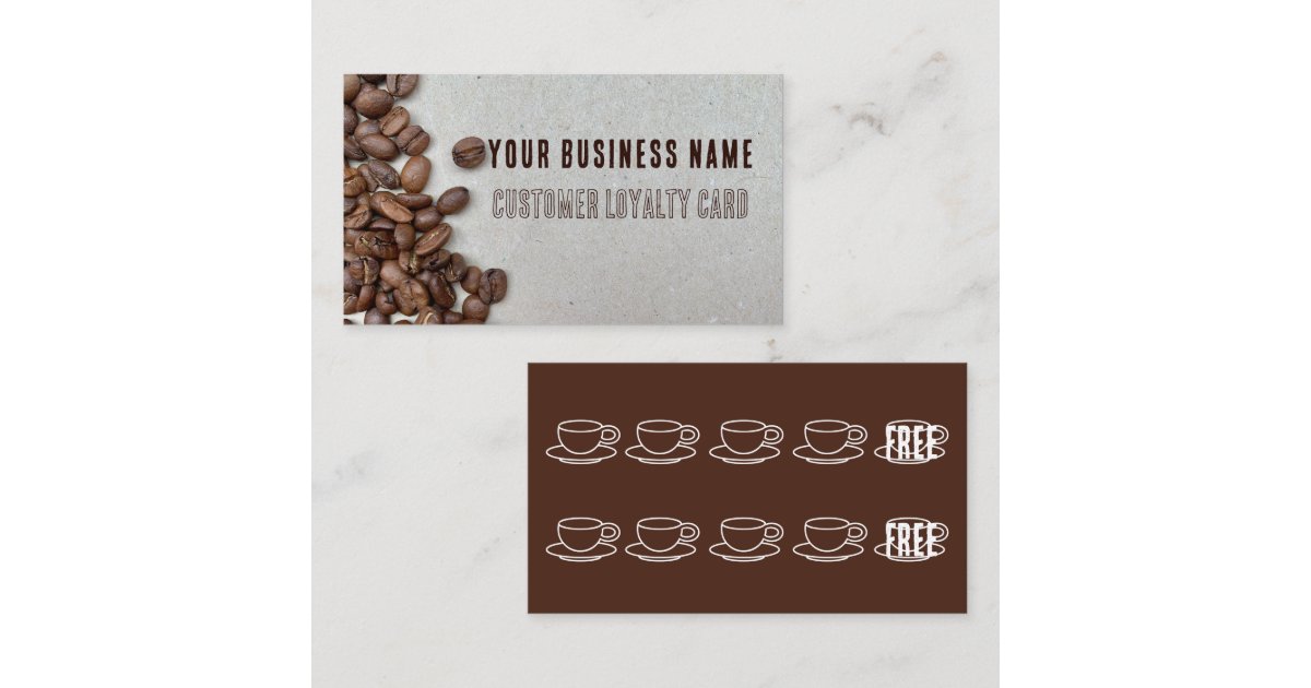 Coffee Bean Customer Loyalty Business Card | Zazzle