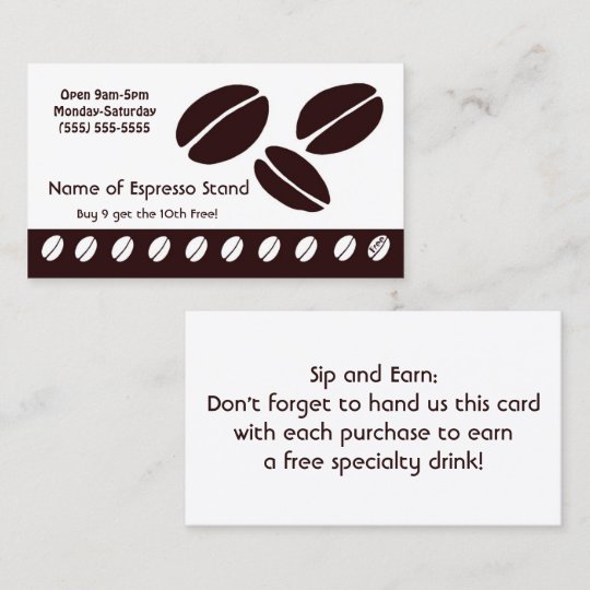 Coffee Bean Espresso Stand Loyalty Punch Card | Zazzle.com