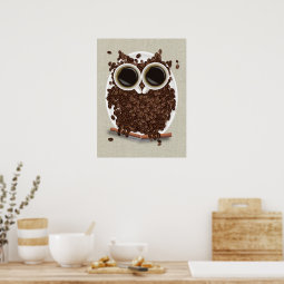 Coffee Bean Owl Poster Art | Zazzle