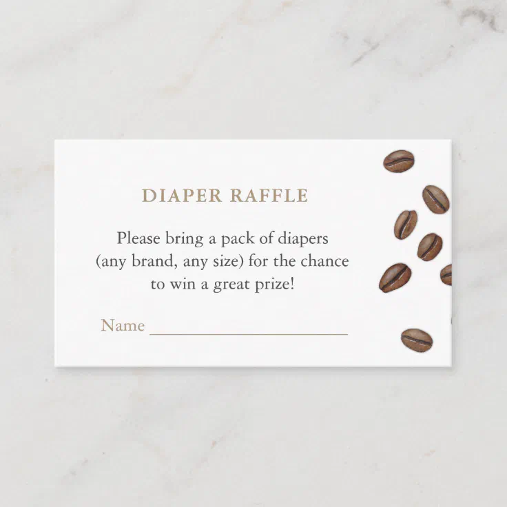 Coffee Beans Baby Shower Diaper Raffle Enclosure Card | Zazzle