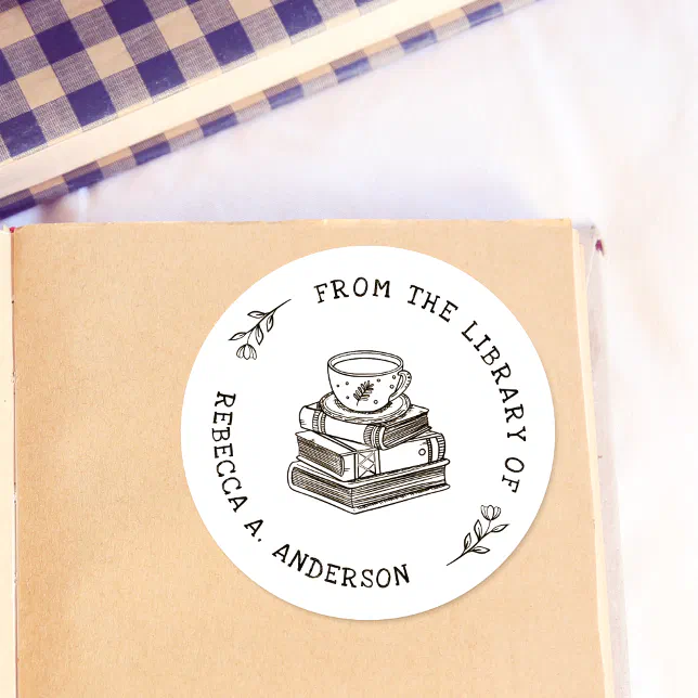 Coffee & Books Boho Personal Library Bookplate | Zazzle
