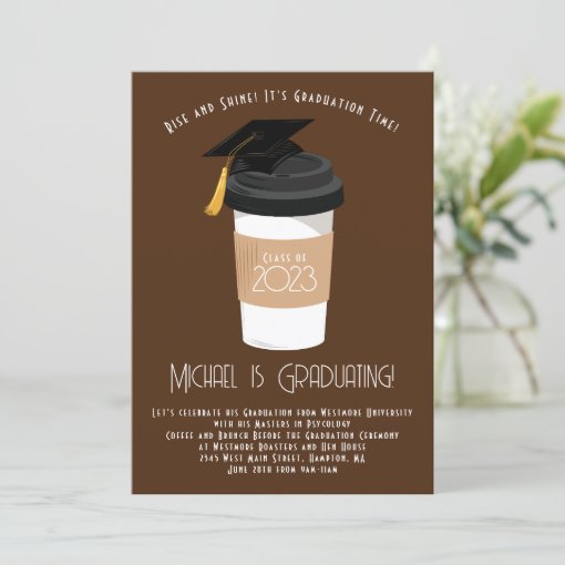 Coffee Breakfast Brunch Graduation Party Invitation | Zazzle