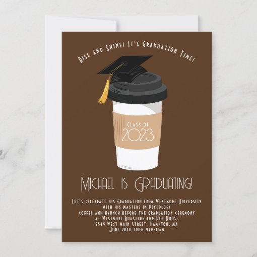 Coffee Breakfast Brunch Graduation Party Invitation | Zazzle
