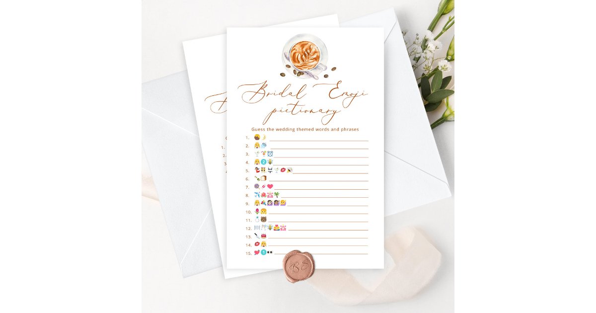 Coffee bridal shower emoji pictionary game | Zazzle