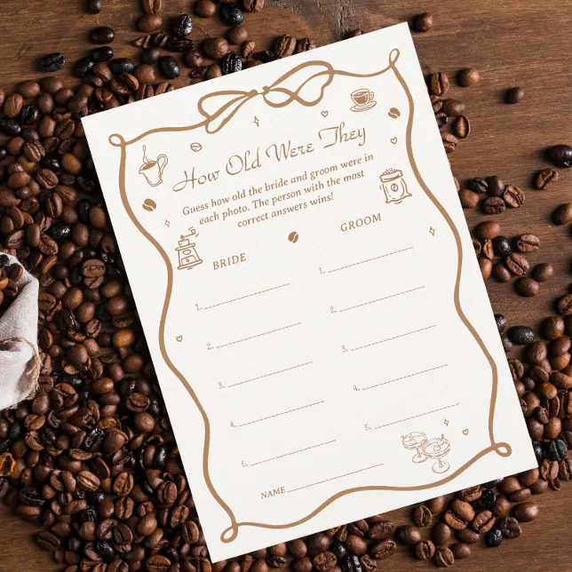Coffee Bridal Shower How Old Were They Game Card | Zazzle