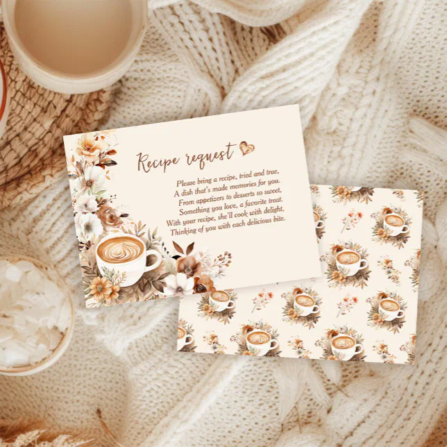 Coffee Bridal Shower Recipe Request Enclosure Card | Zazzle
